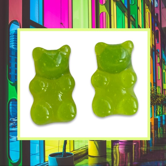 Jewelry | Bogo Neon Lime Green Resin Gummy Bear Stud Earrings | Poshmark